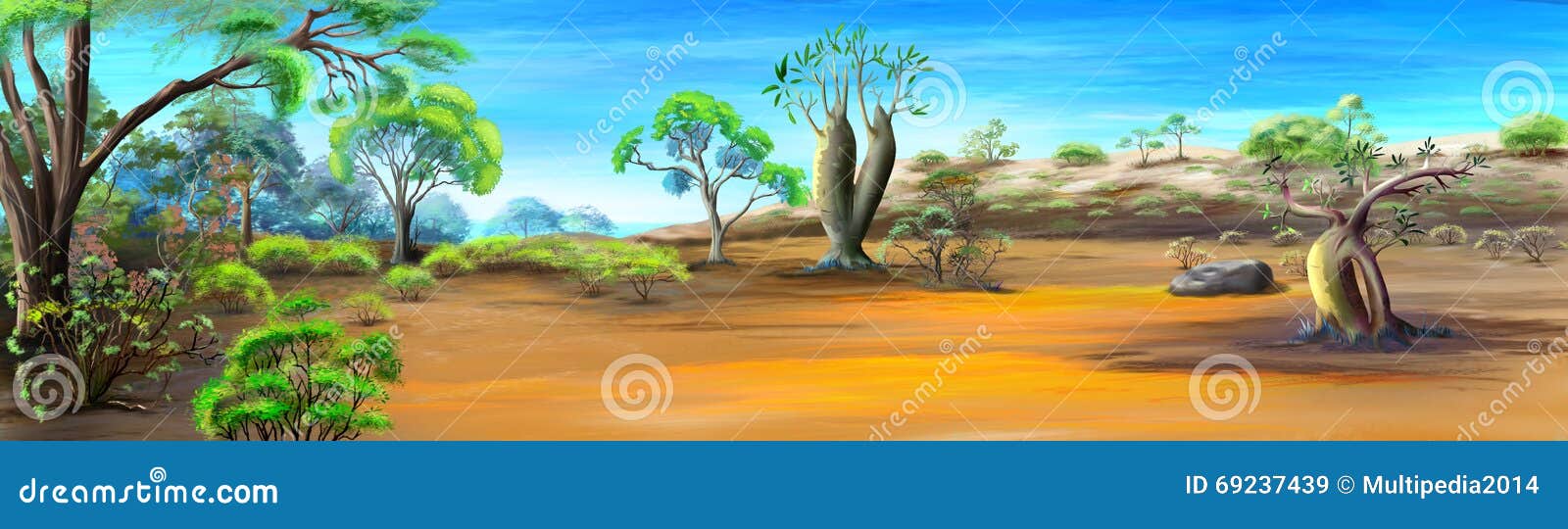 Afrikaanse Savanne Beeld Vijf Stock Illustratie - Illustration of ...