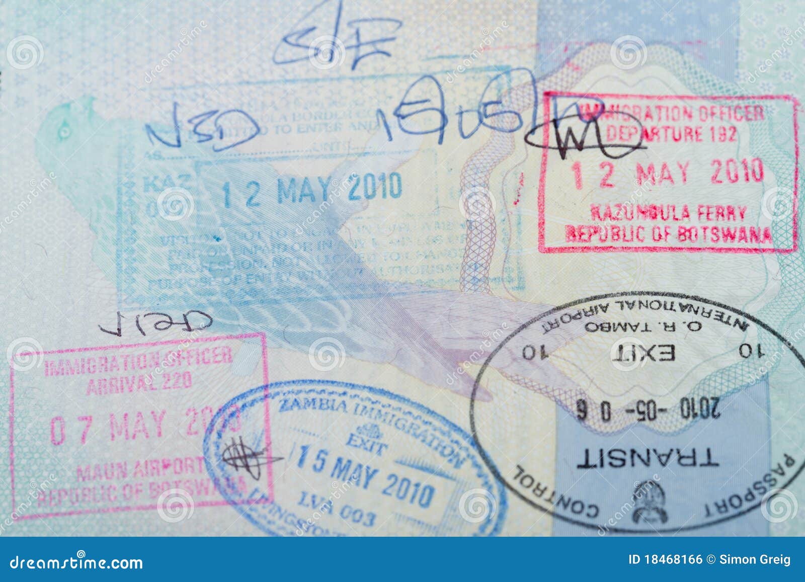 Afrikanische Pass-Stempel stockfoto. Bild von standort - 18468166