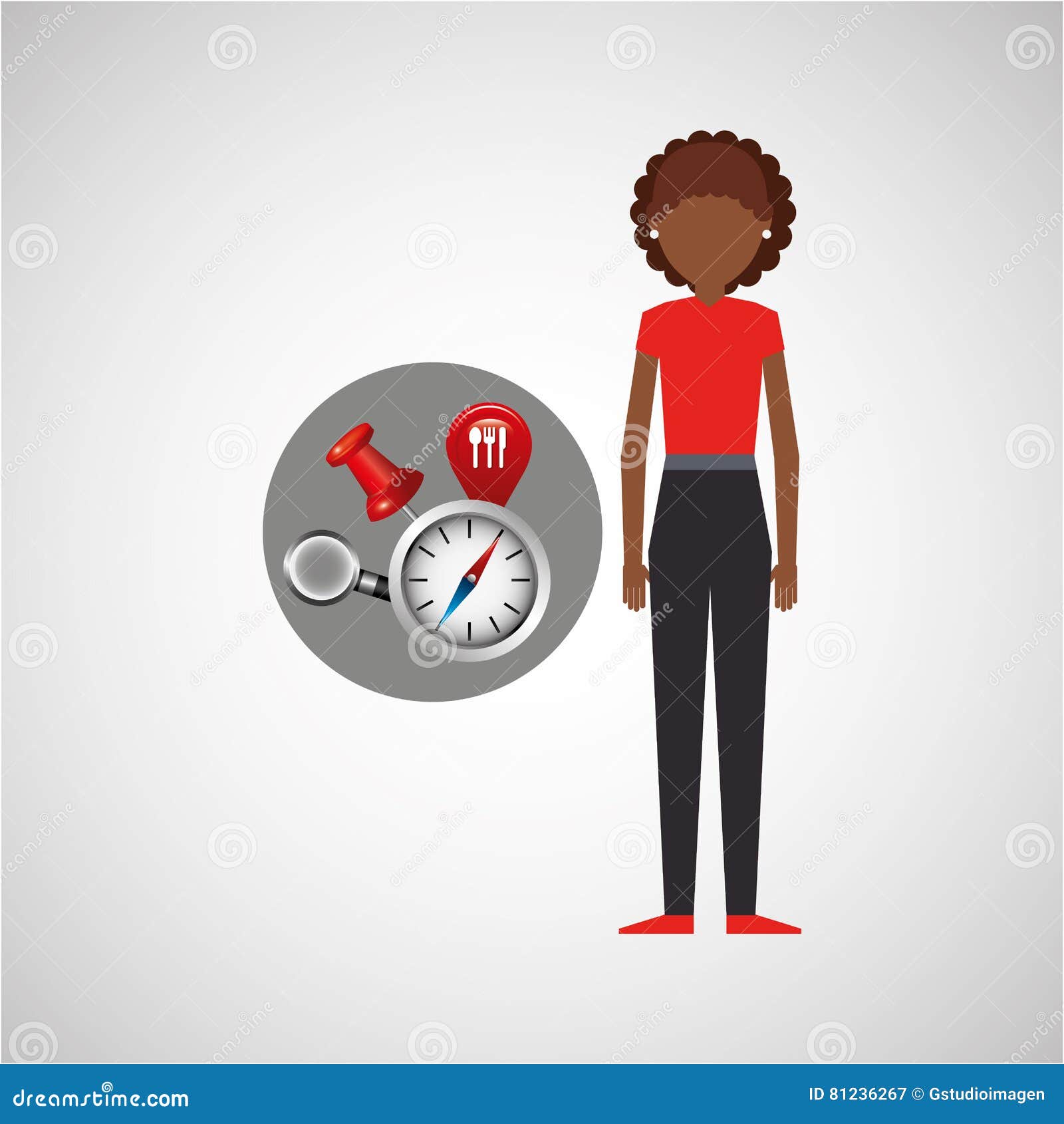 Afro American Character Navigation Elements Concept Stock Vector ...