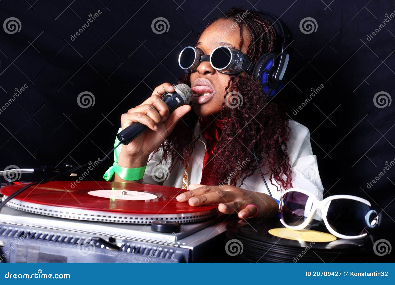 Afro american DJ in action stock image. Image of reggae - 20709427