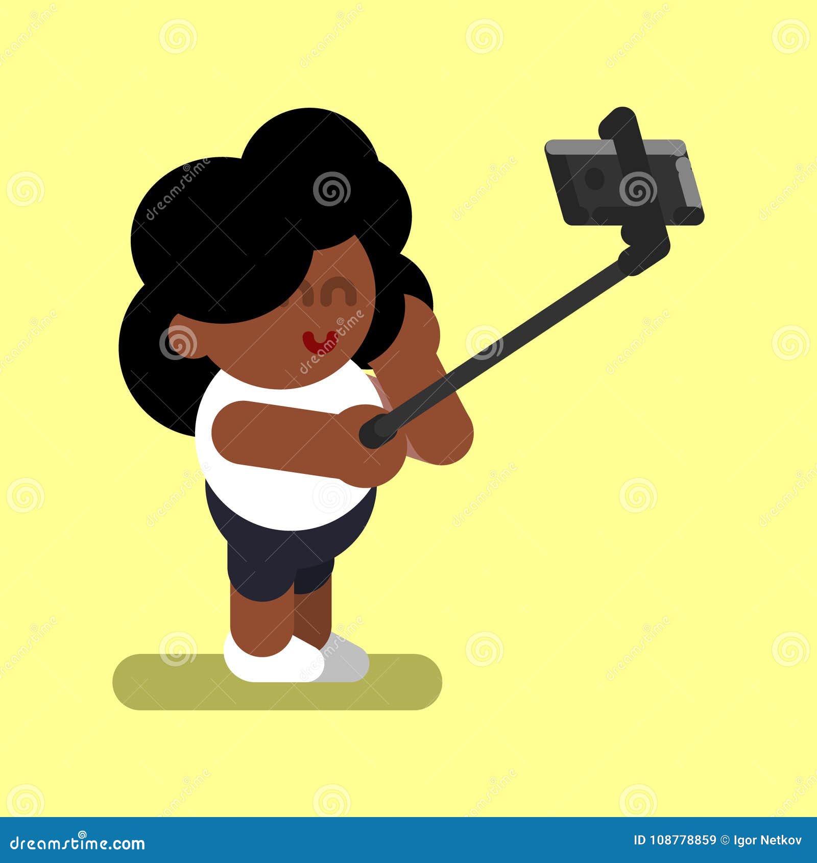 Afro American Girl Makes Selfie Stock Vector Illustration Of Emotion