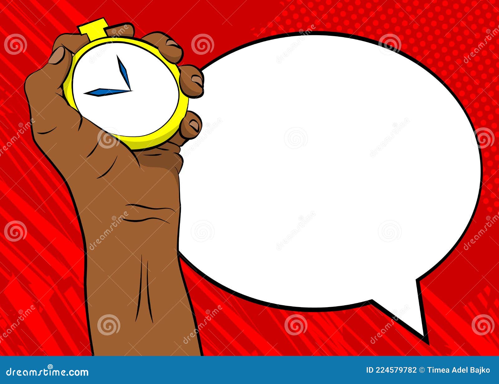 Afro-American Hand Holding Stopwatch. Comic Book Style Vector ...