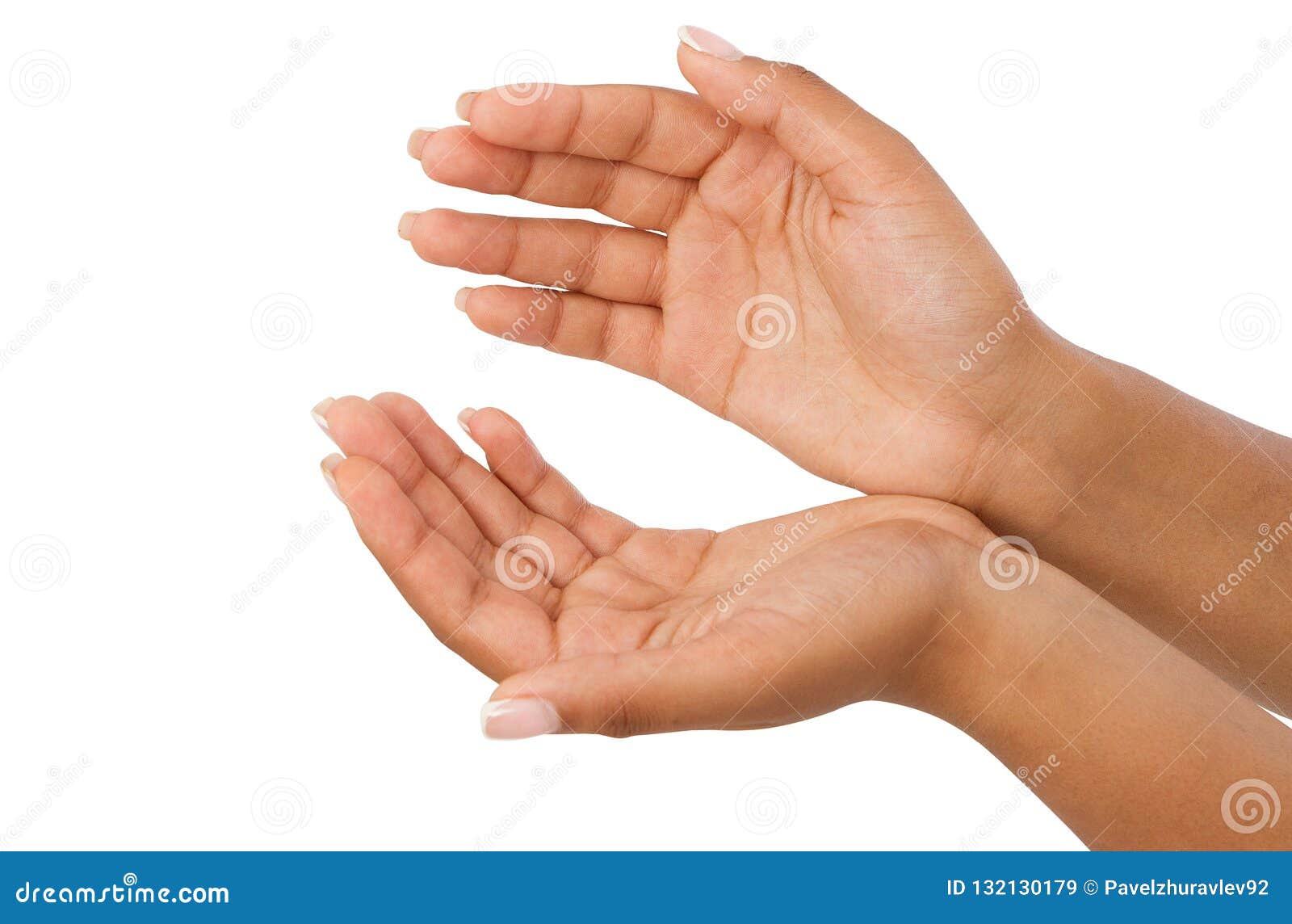 Afro American Hand Two Palm, Handbreadth Isolated on a White Background ...