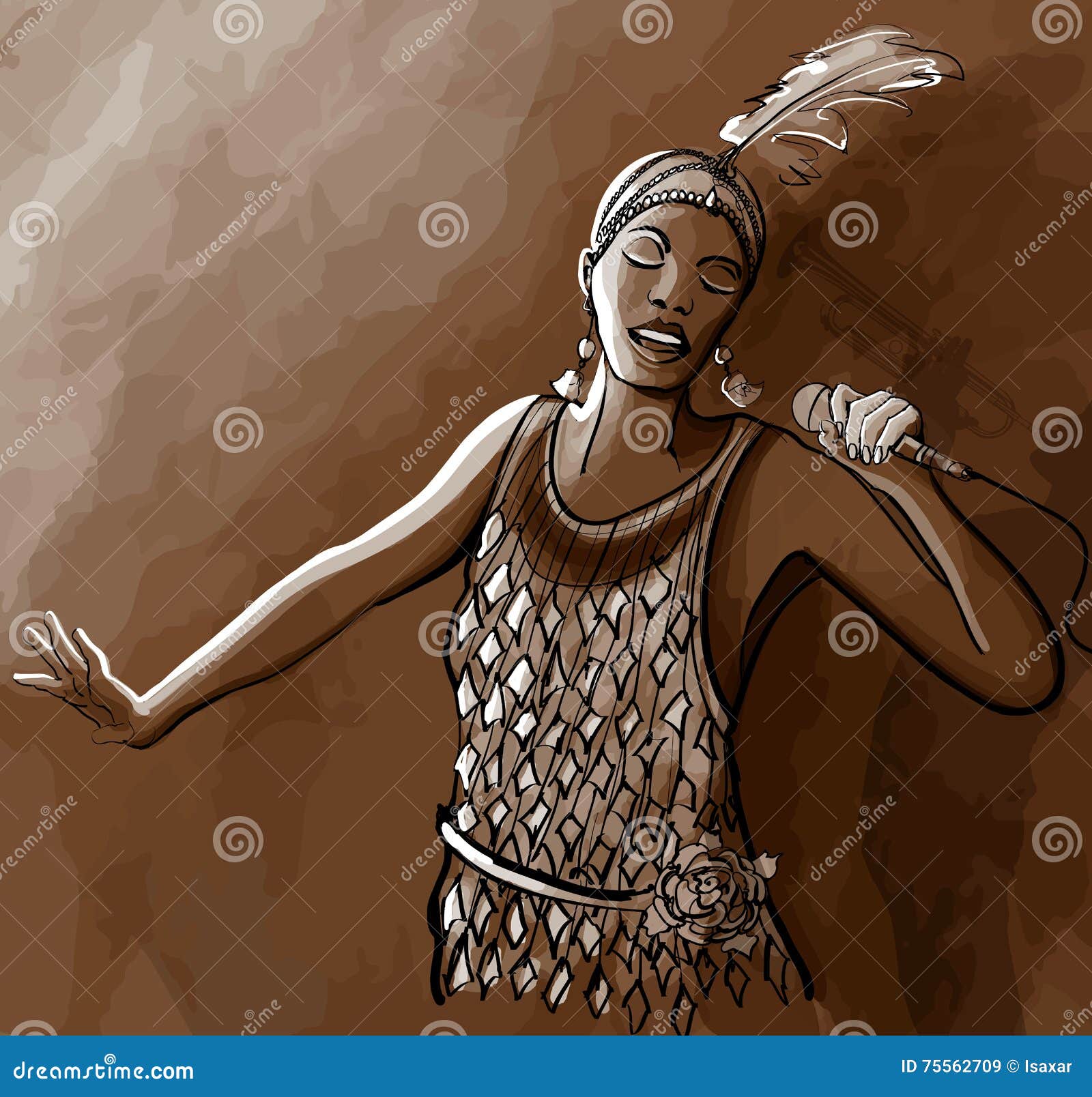 Afro american jazz singer stock vector. Illustration of adult - 75562709