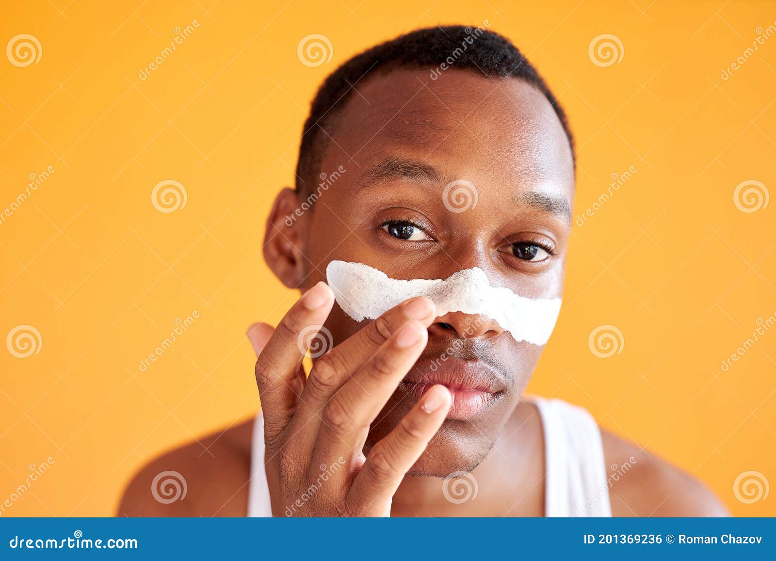 Afro American Man with Problematic Skin and Hyperpigmentation Applied ...