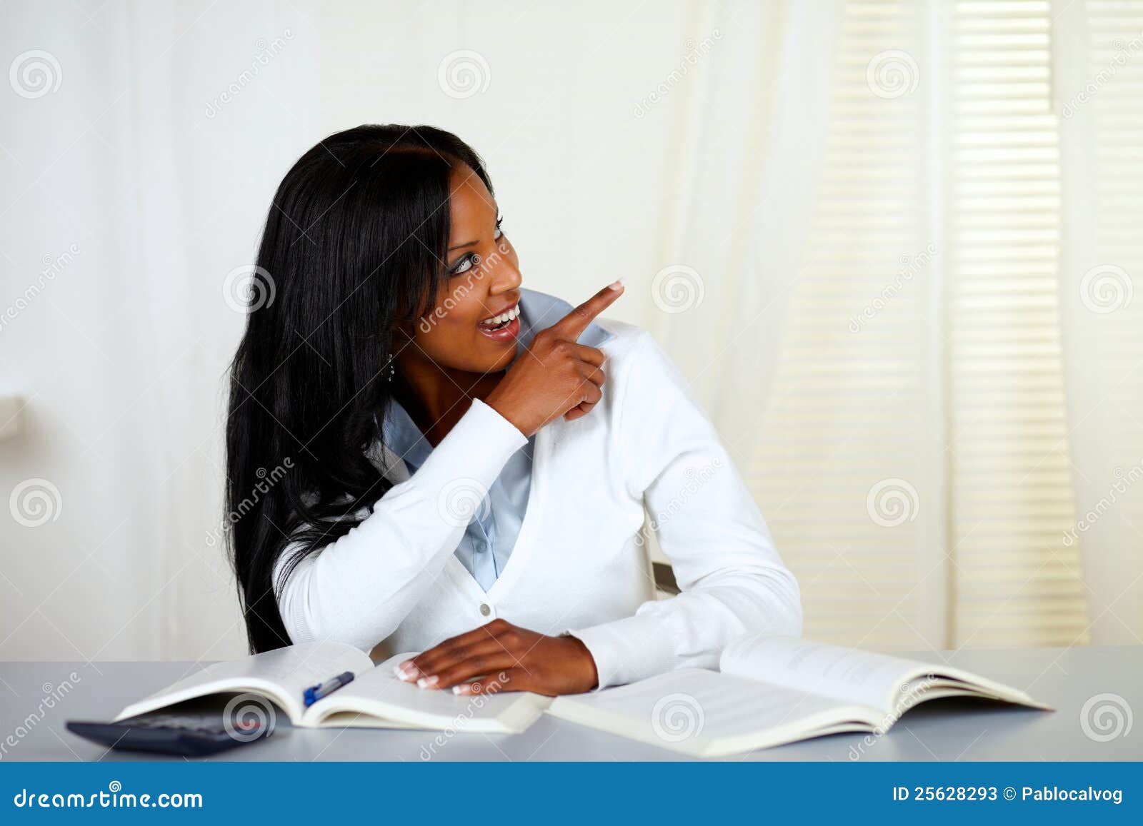 Afro-american Student Looking and Pointing Stock Image - Image of ...