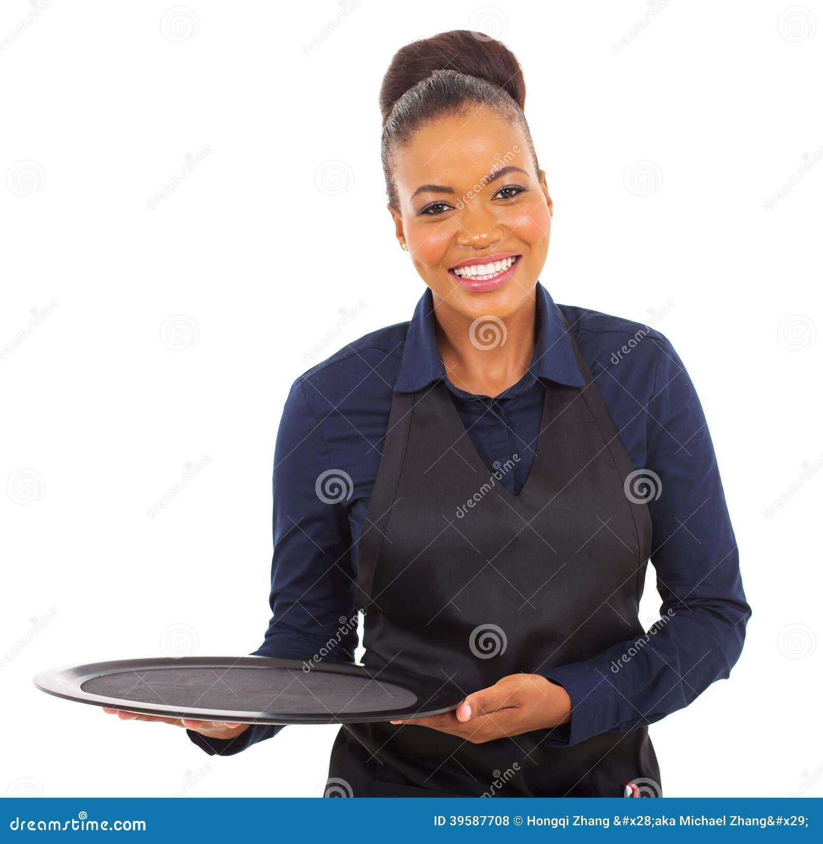 Afro american waitress stock photo. Image of plain, cheerful - 39587708