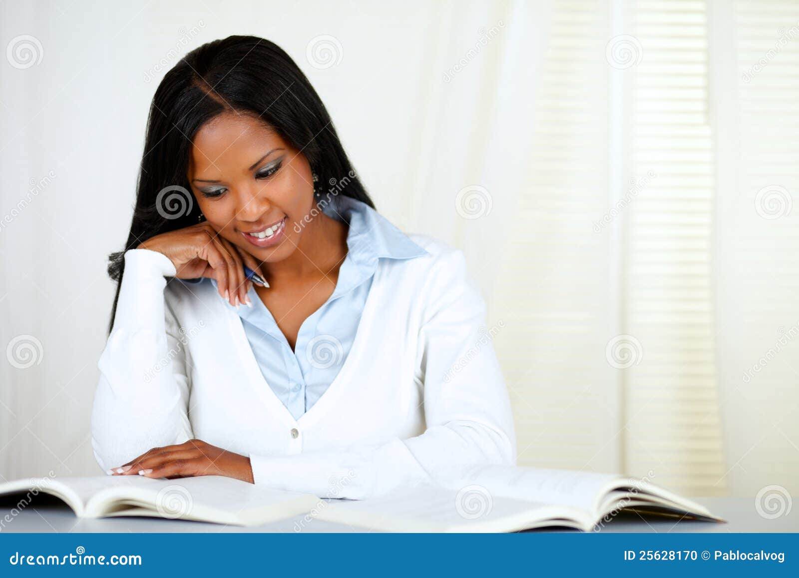 Afro-american Young Black Woman Learning Stock Photo - Image of ...