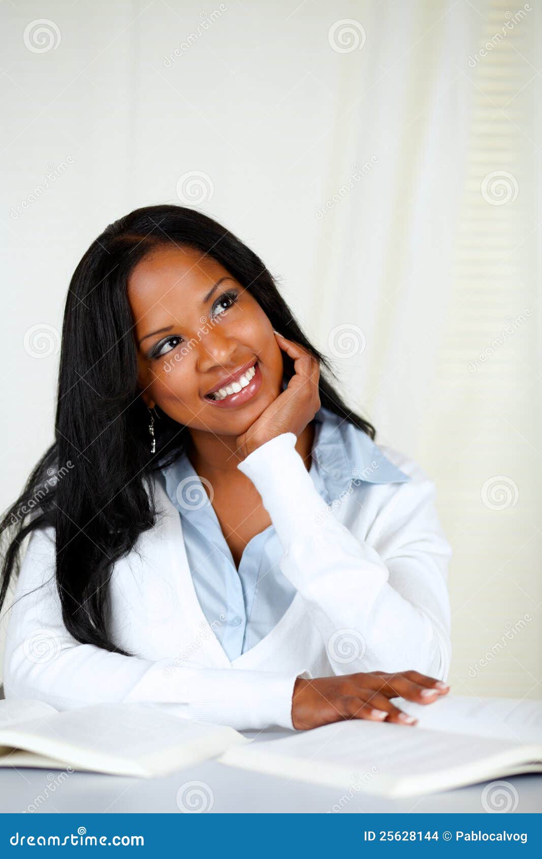 Afro-american Young Black Woman Studying Stock Photo - Image of beauty ...