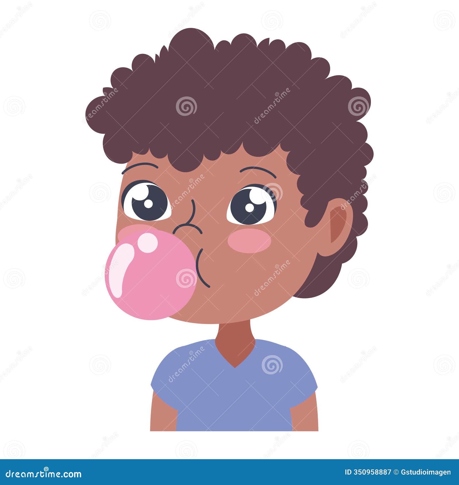 Afro boy chewing gum stock illustration. Illustration of african ...