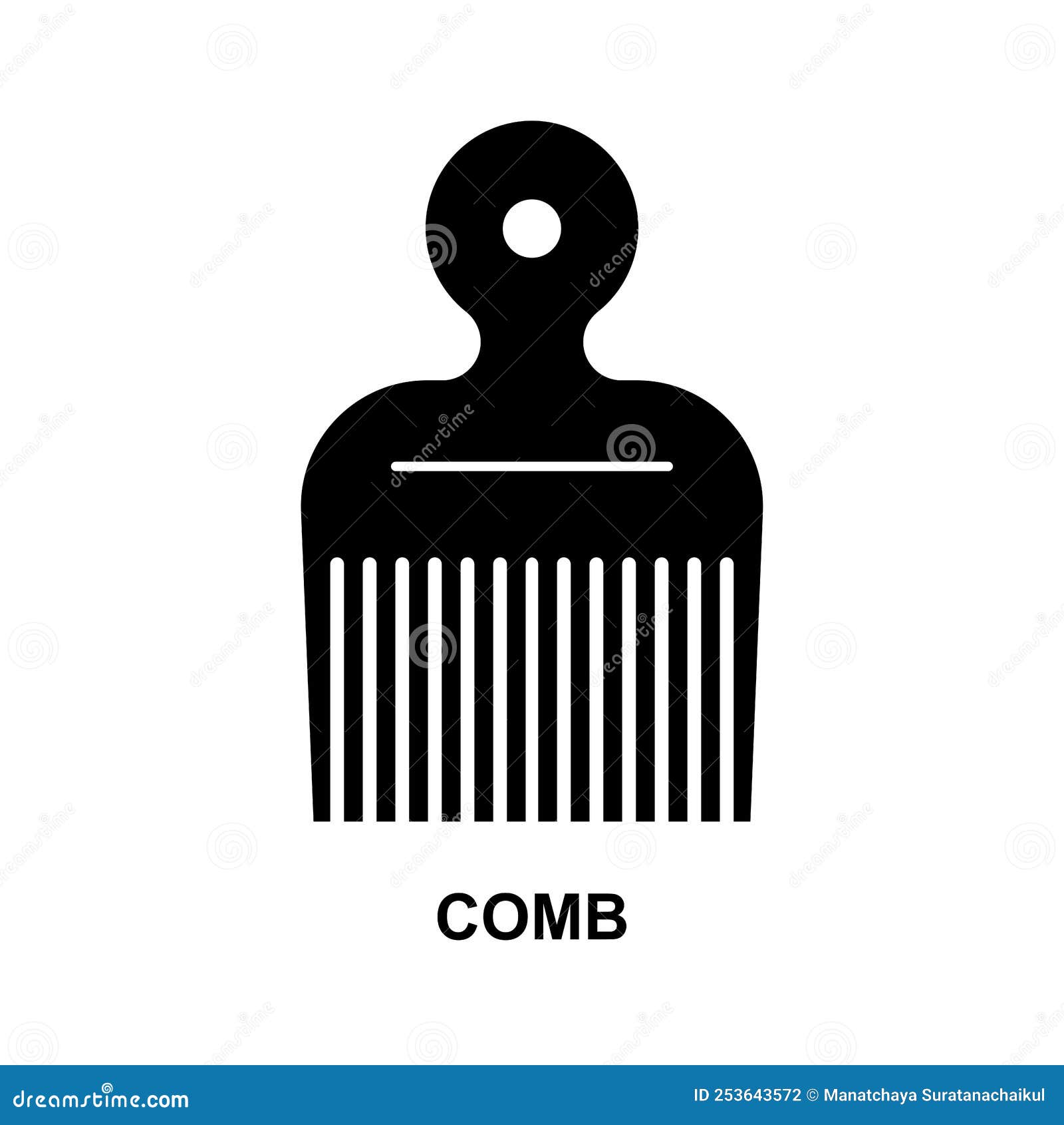 Afro Pick Icon On White Background. Afro Hairbrush Sign. Afro Comb Symbol. Flat Style Vector ...