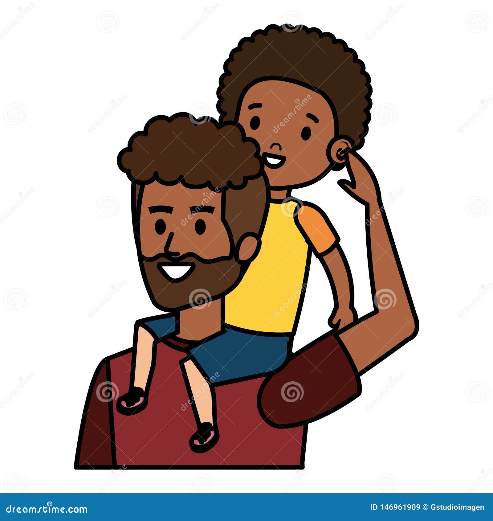 Afro Father with Son Characters Stock Illustration - Illustration of ...