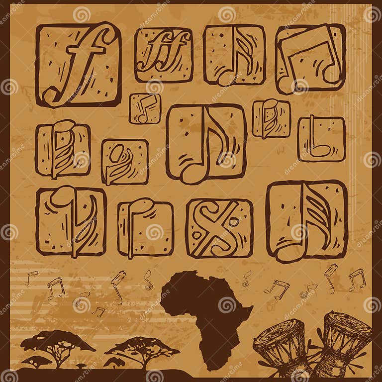 Afro music stock vector. Illustration of handdrawn, brown - 32438469