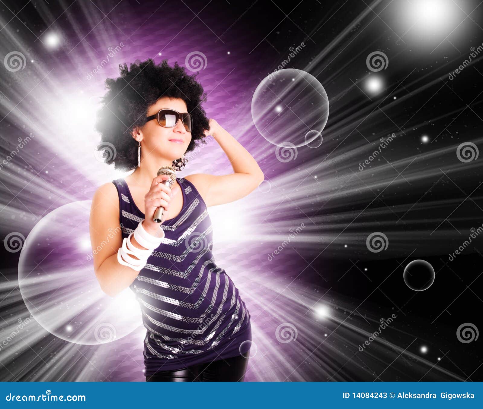 Afro Singer Holding Microphone Stock Image - Image of person, musician ...