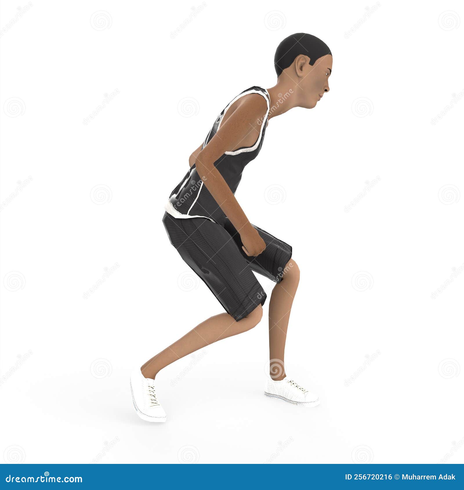 Afro Young Boy is Crouching 3d Modelling Stock Illustration ...