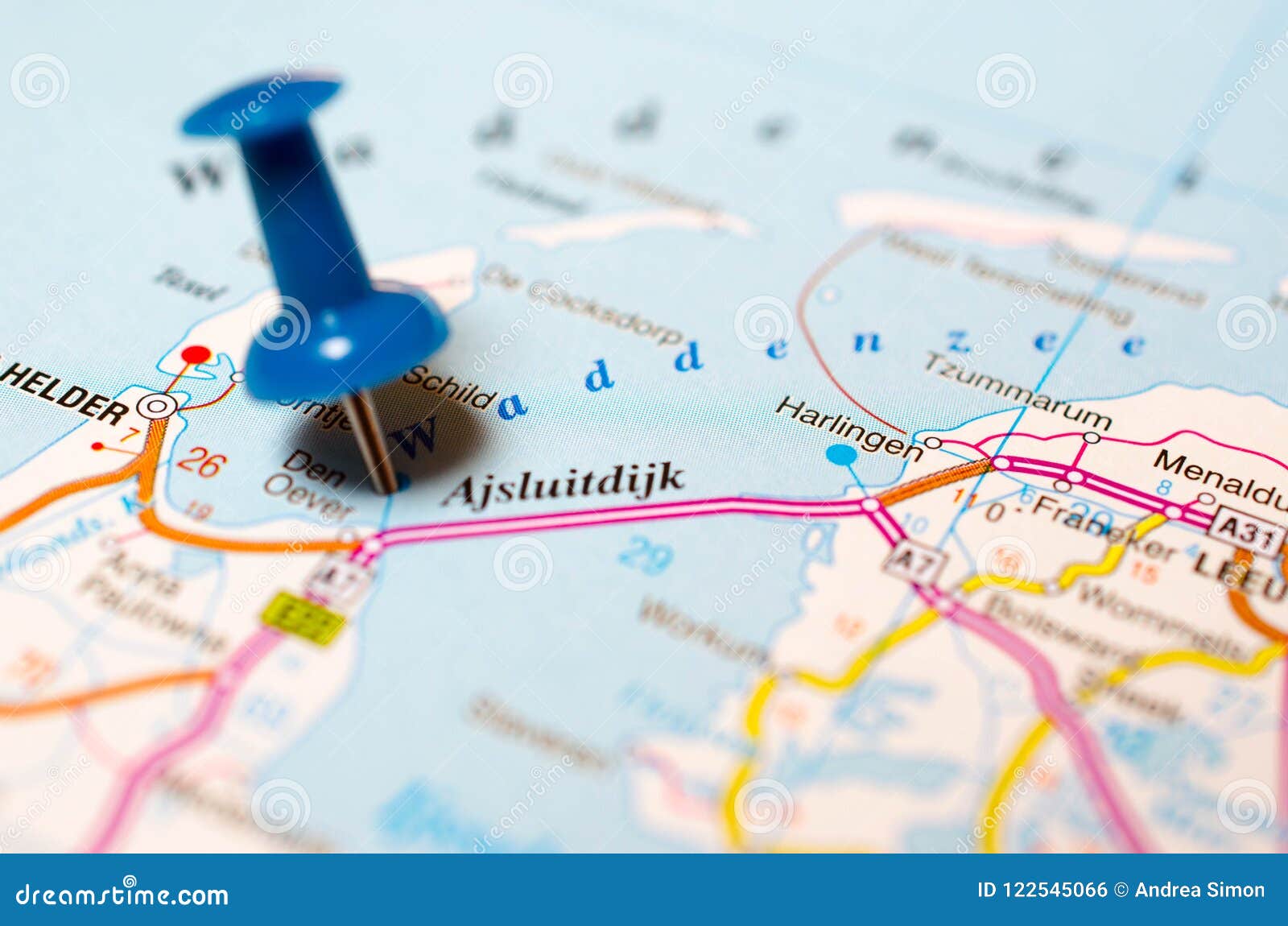 Afsluitdijk on map stock photo. Image of afsluitdijk - 122545066
