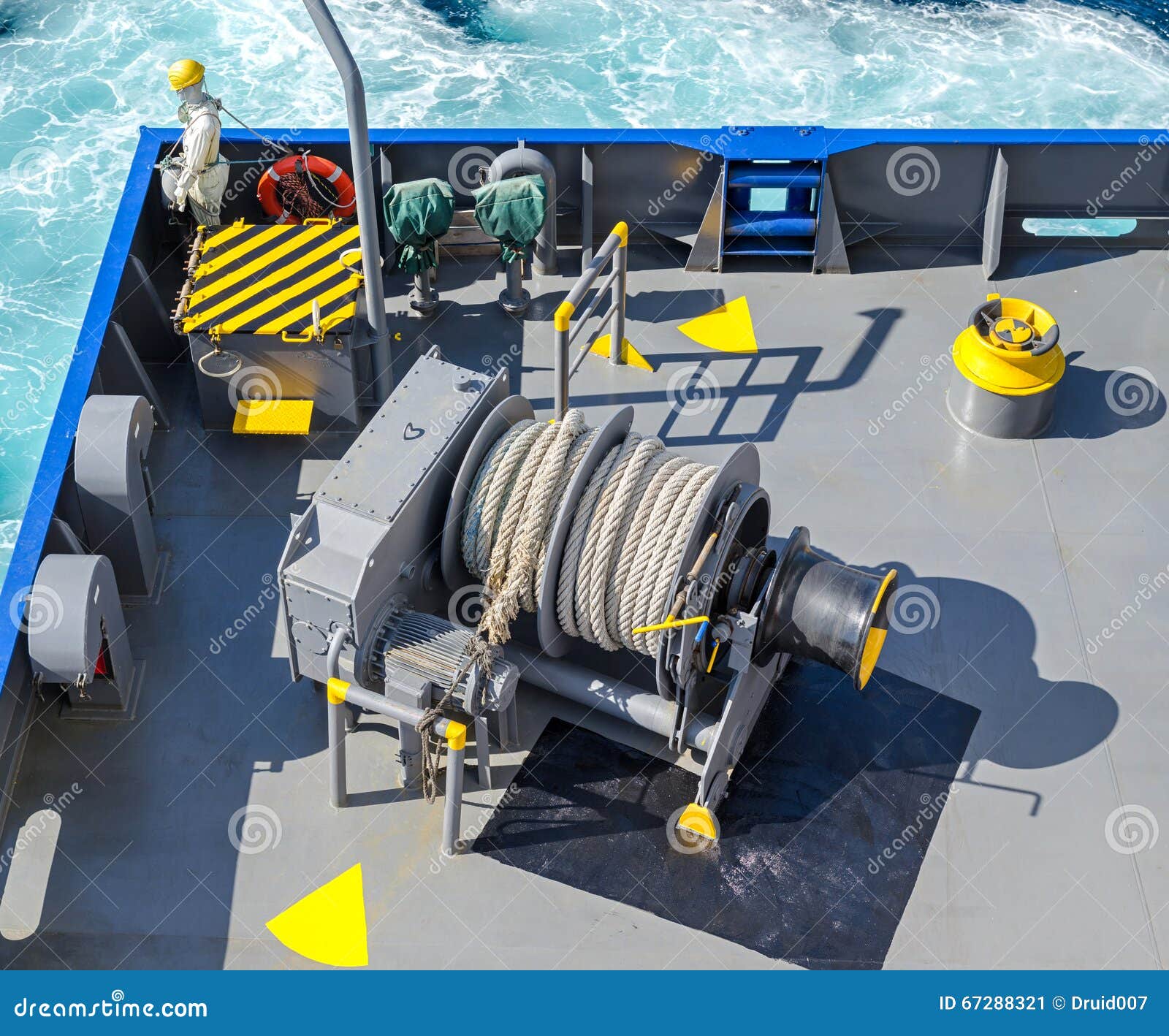 Mooring Winch On In The Stern Of The Vessel. Winch On A Deck Of Ship In ...