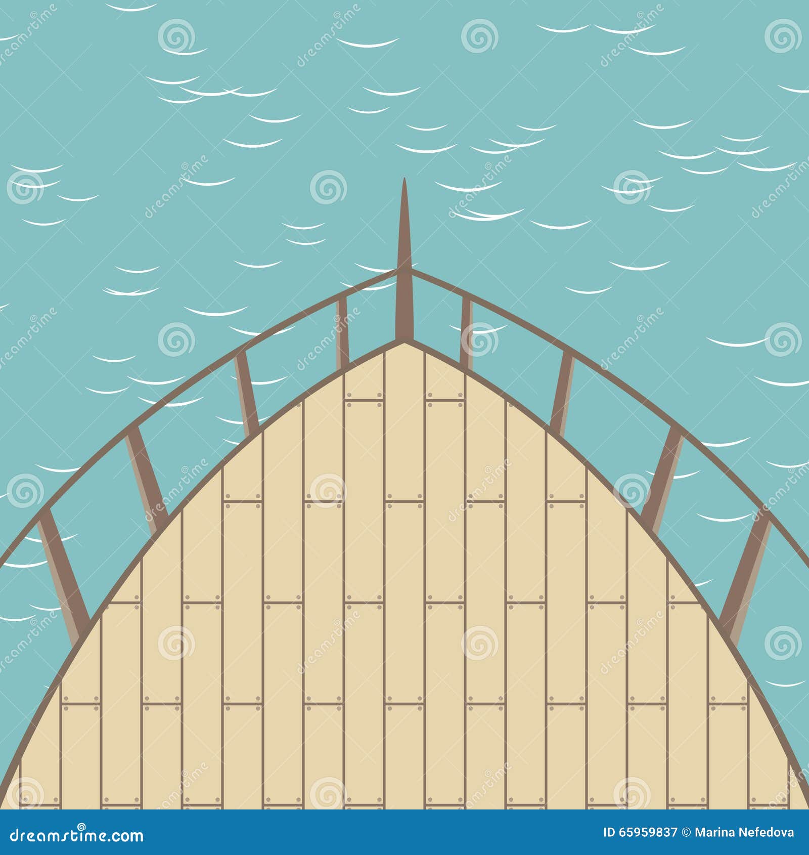 Afterdeck of a Boat and a Sea. Stock Illustration - Illustration of ...