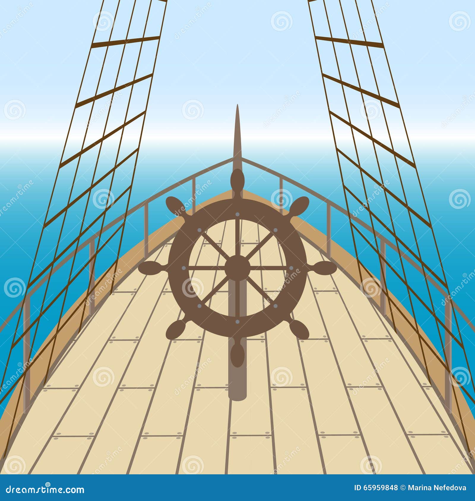 Afterdeck D'un Bateau Et D'une Mer Illustration Stock - Illustration du ...