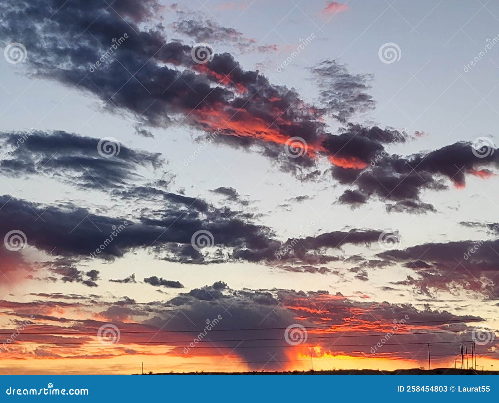 Afterglow of Fire Red on Clouds at Sunset! Stock Image - Image of cloud ...