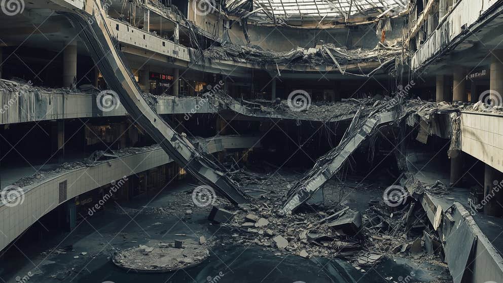 The Aftermath of a Catastrophic Collapse Inside a Modern Shopping Mall ...
