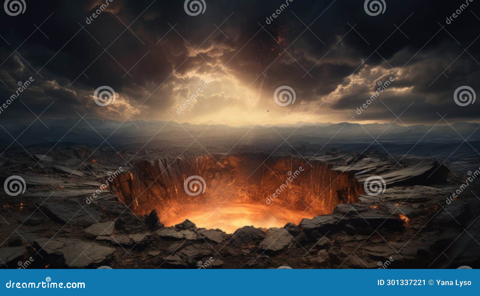 Aftermath of a Celestial Impact a Crater Formed by a Fallen Asteroid. a ...