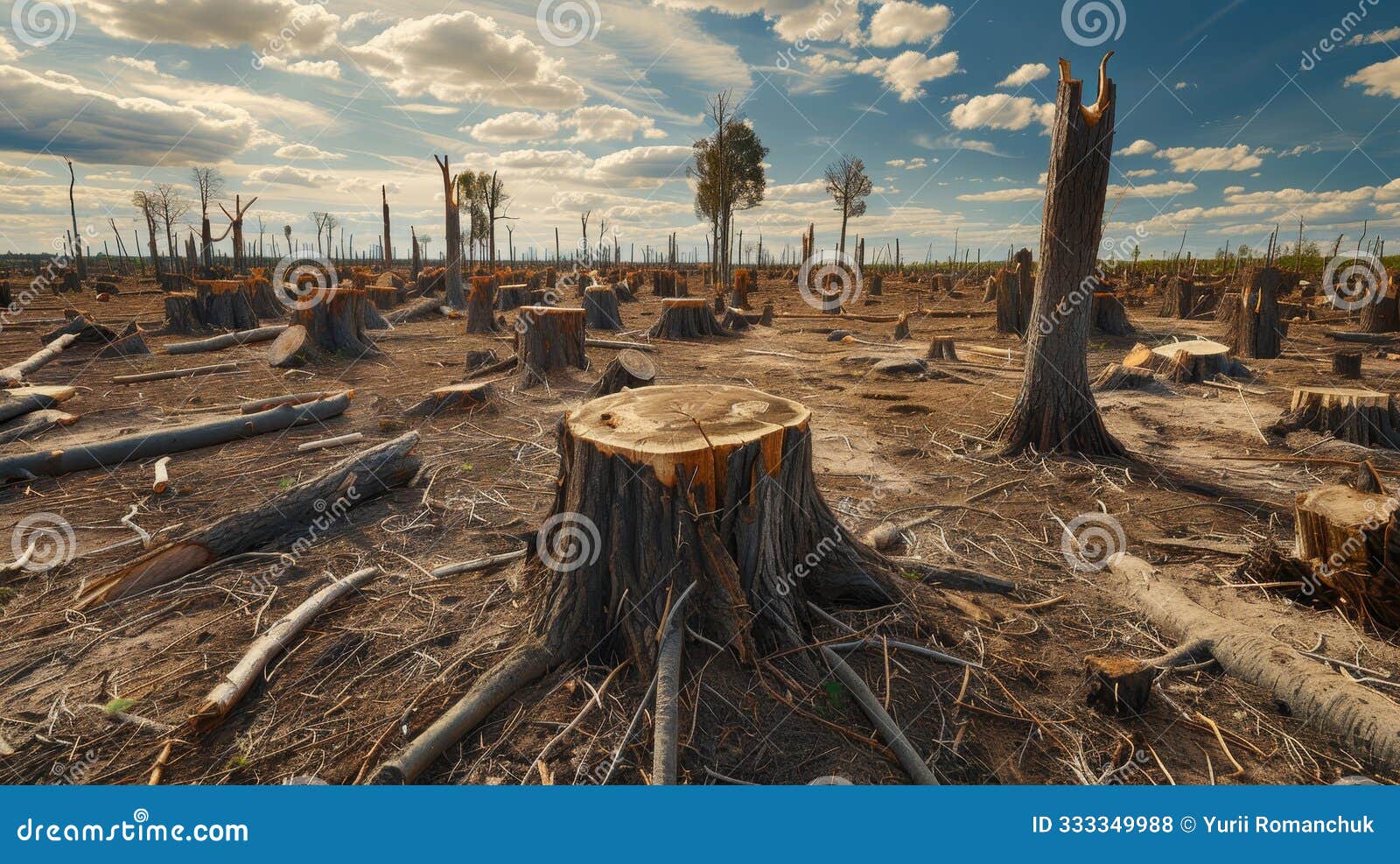 Aftermath of Deforestation Stumps on a Dry Landscape Illustrating ...
