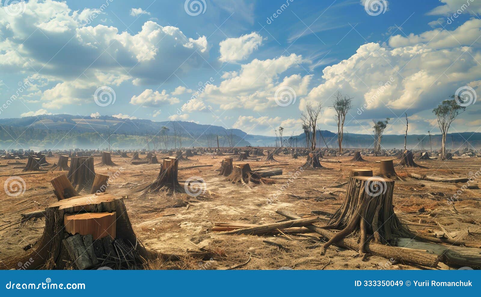 Aftermath Of Deforestation Stumps On A Dry Landscape Illustrating ...