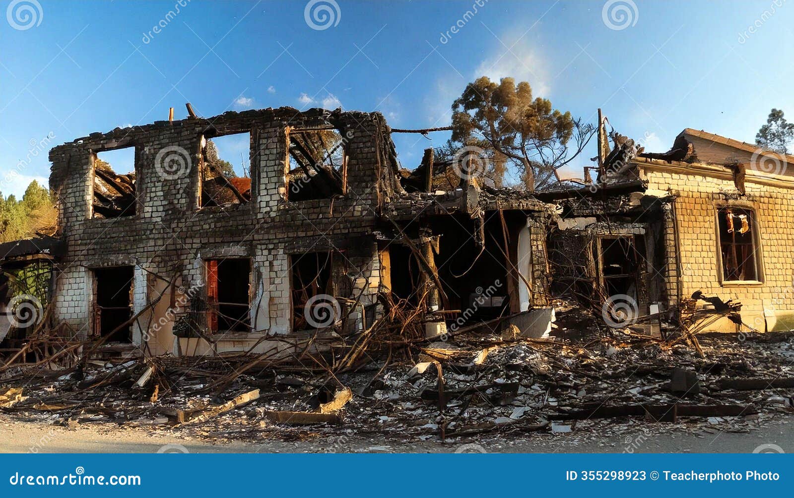 The Aftermath of a Devastating Fire, Depicting a Building Reduced To a ...