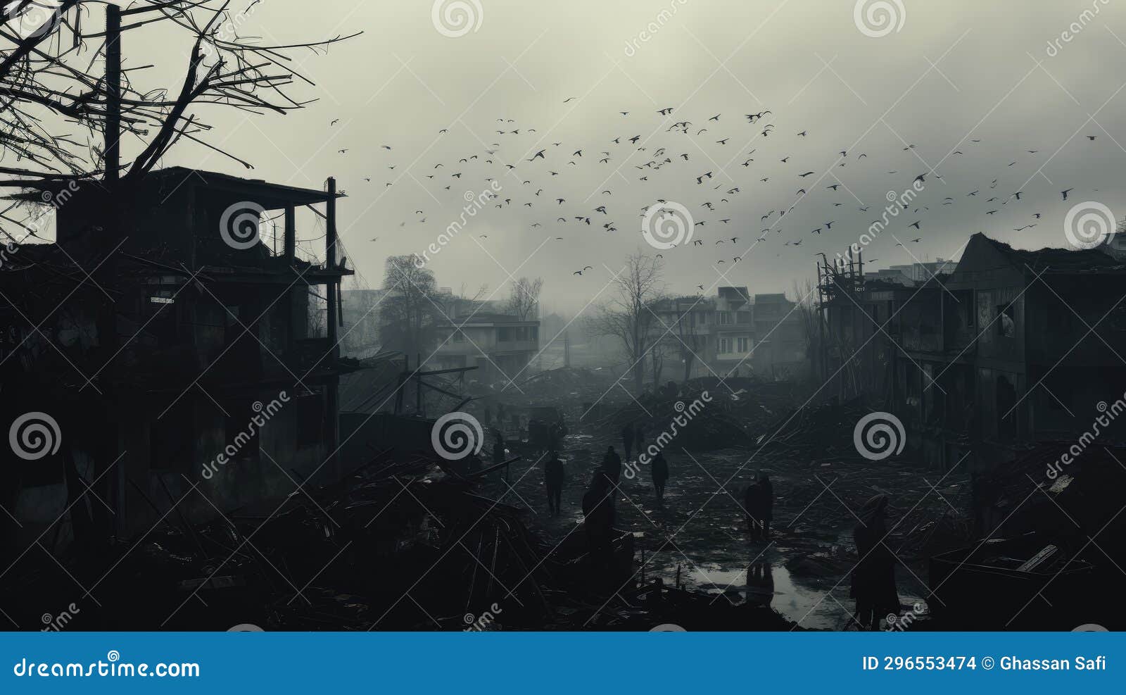 Aftermath of a Devastating War Stock Illustration - Illustration of ...