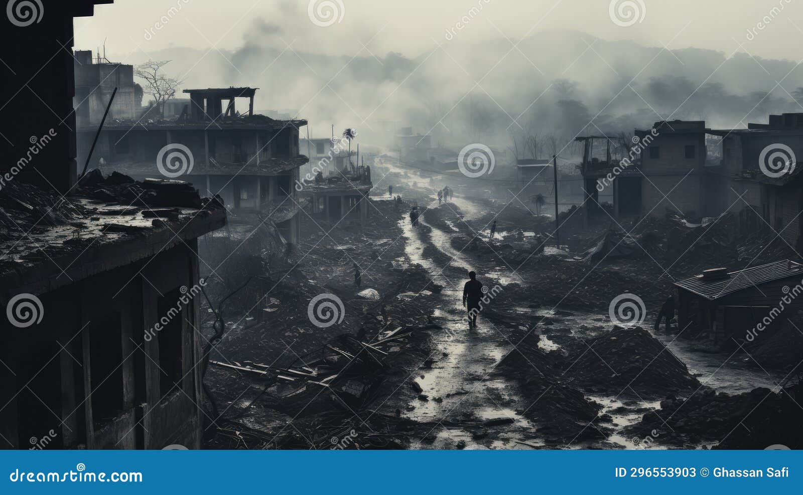 Aftermath of a Devastating War Stock Illustration - Illustration of ...