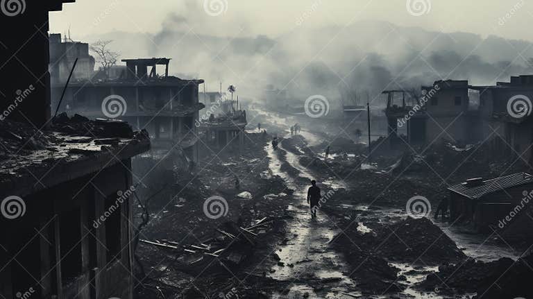 Aftermath of a Devastating War Stock Illustration - Illustration of ...