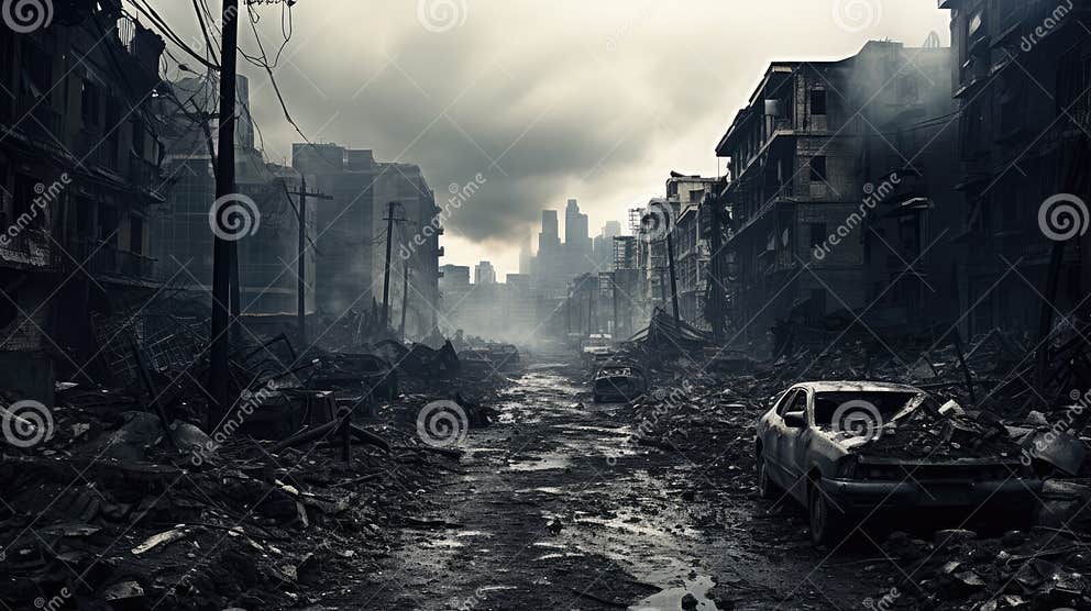 Aftermath of a Devastating War Stock Illustration - Illustration of ...