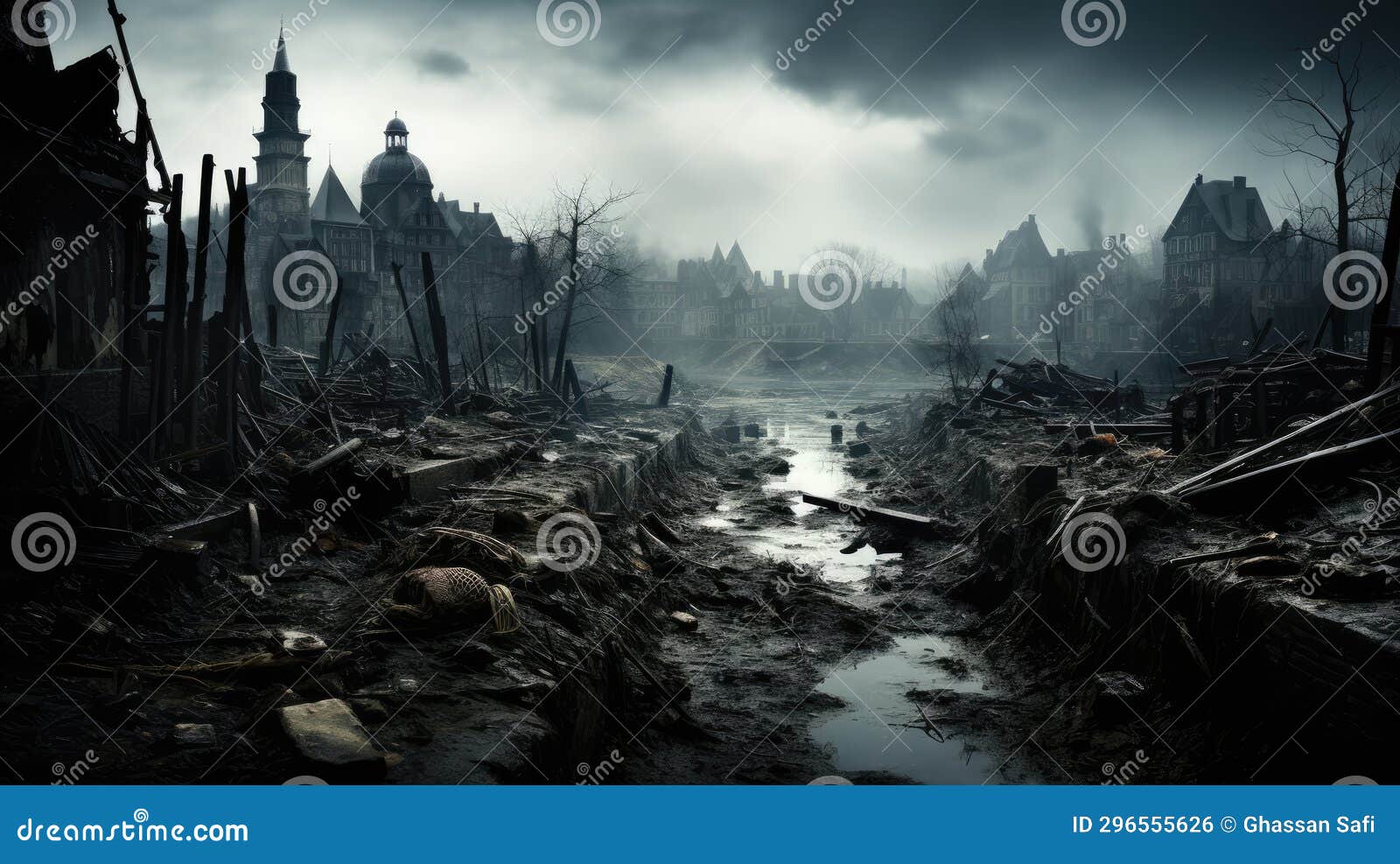 Aftermath of a Devastating War Stock Illustration - Illustration of ...