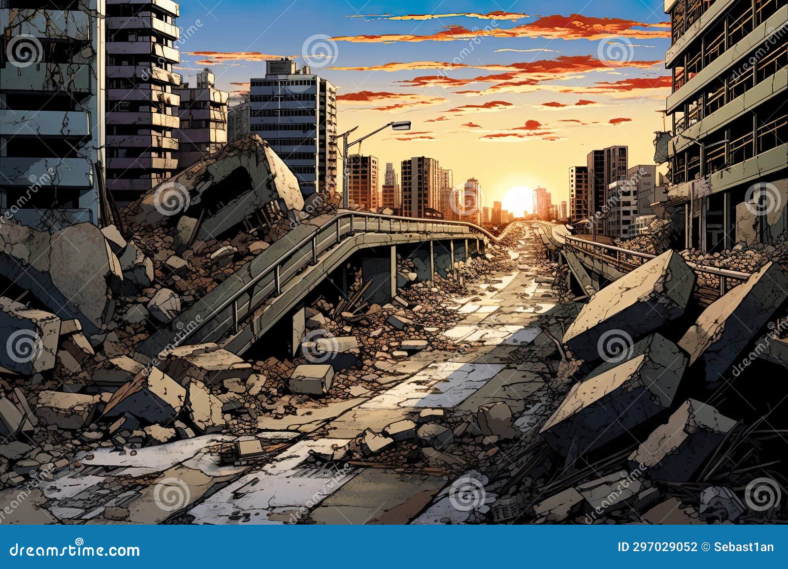 Aftermath of an Earthquake in an Urban Setting, Emphasizing the ...