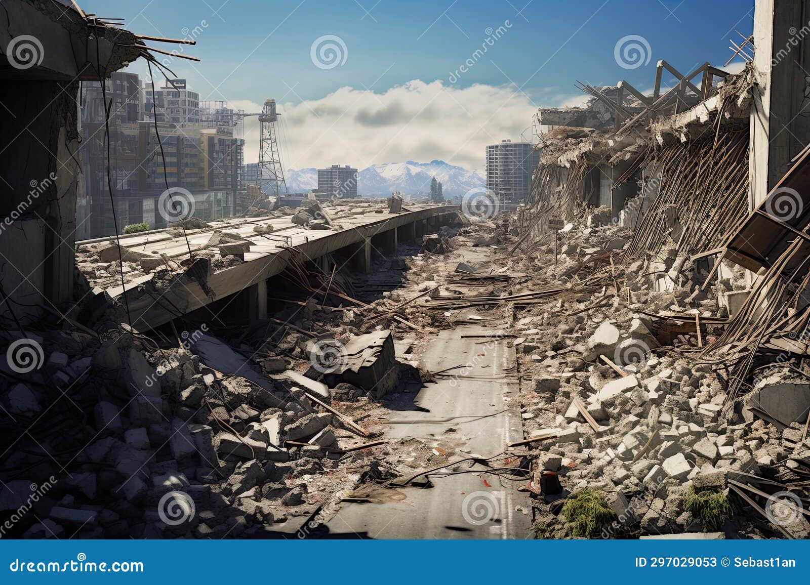 Aftermath of an Earthquake in an Urban Setting, Emphasizing the ...
