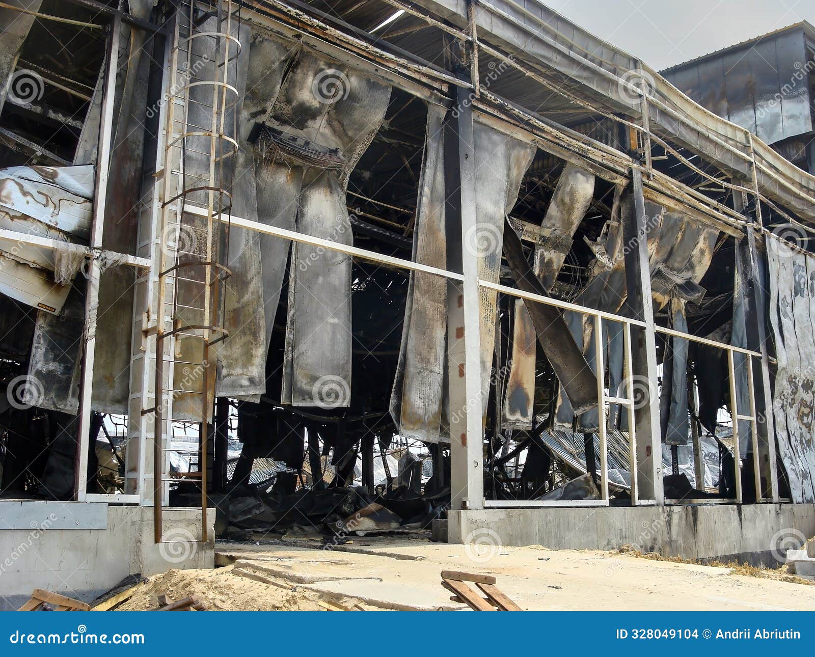 Aftermath of a Fire at a Construction Site, Showcasing Significant ...
