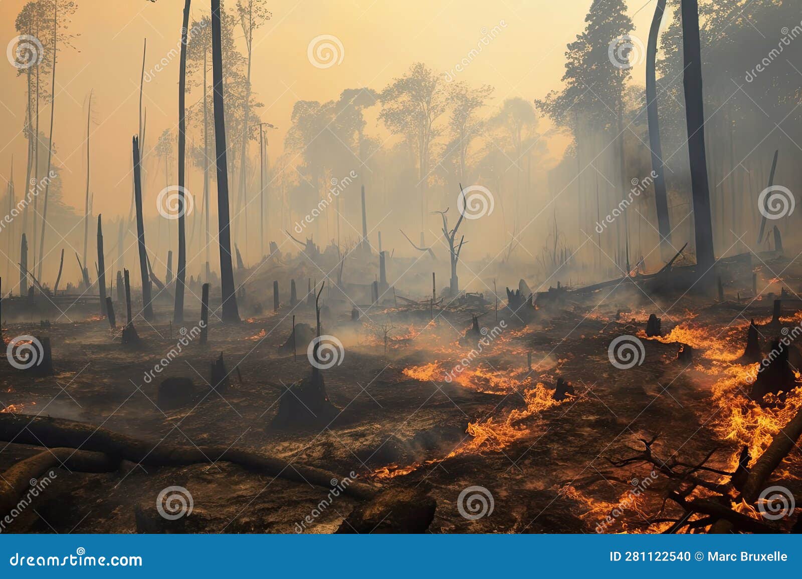Aftermath of a Forest Fire - AI Generated Stock Illustration ...