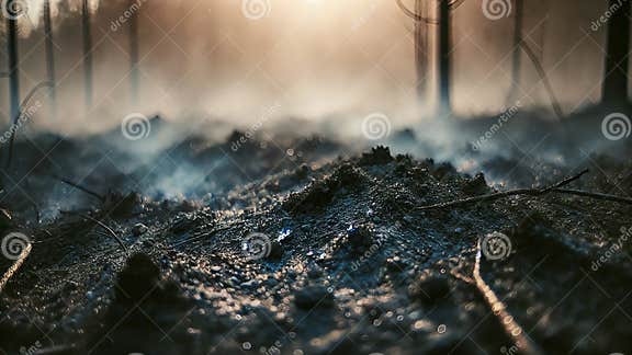 Aftermath of a Forest Fire, Showing Charred Ground. the Ground is ...