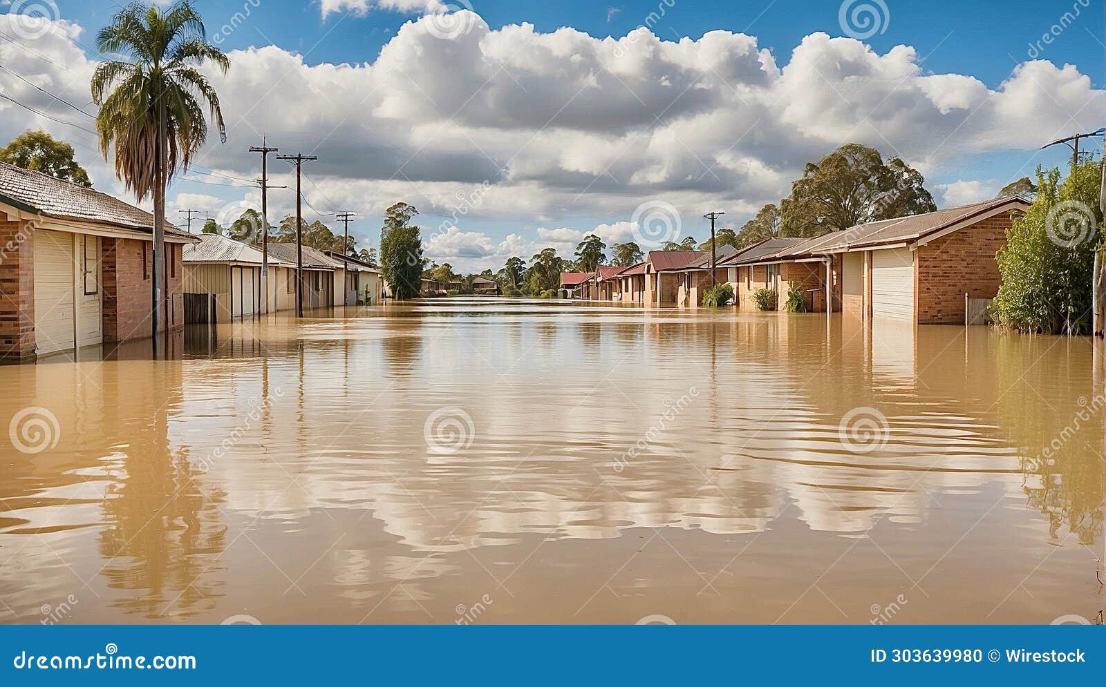 A View of a Town Flooded by Heavy Rainfall. AI Generated Illustration ...