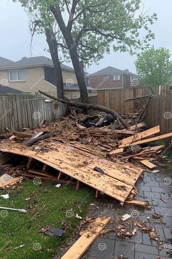 Aftermath of Severe Storm Damage, Showing Fallen Tree and Destroyed ...