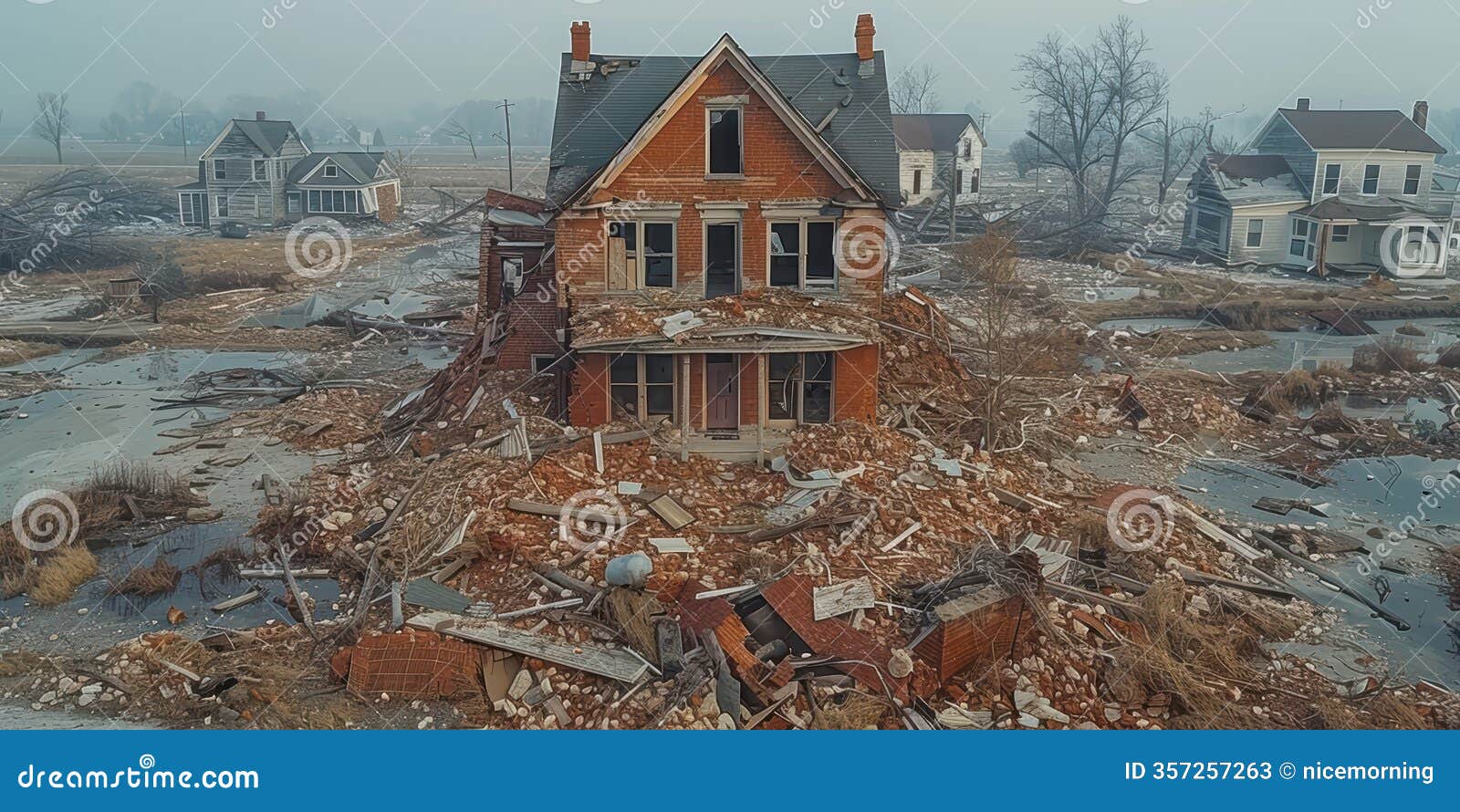 Man In Devastation Town, Looks At A Bunch Of Birds Free Stock Image ...