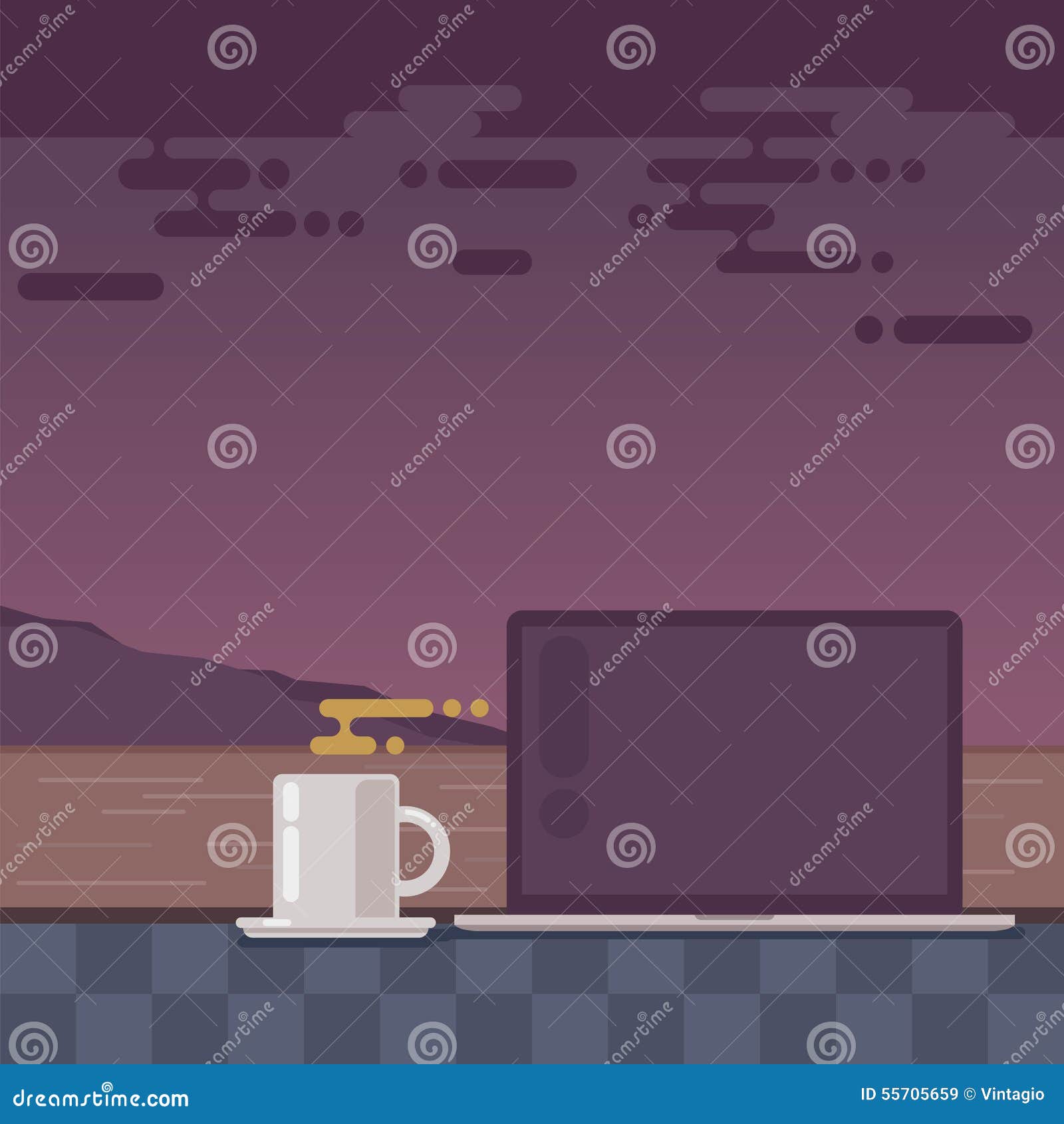 Afternoon Break Concept stock vector. Illustration of laptop - 55705659