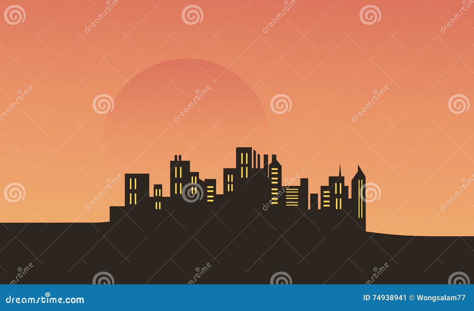 At afternoon city scenery stock vector. Illustration of gray - 74938941