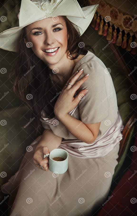 Afternoon coofee stock photo. Image of couch, lady, beautiful - 14516940