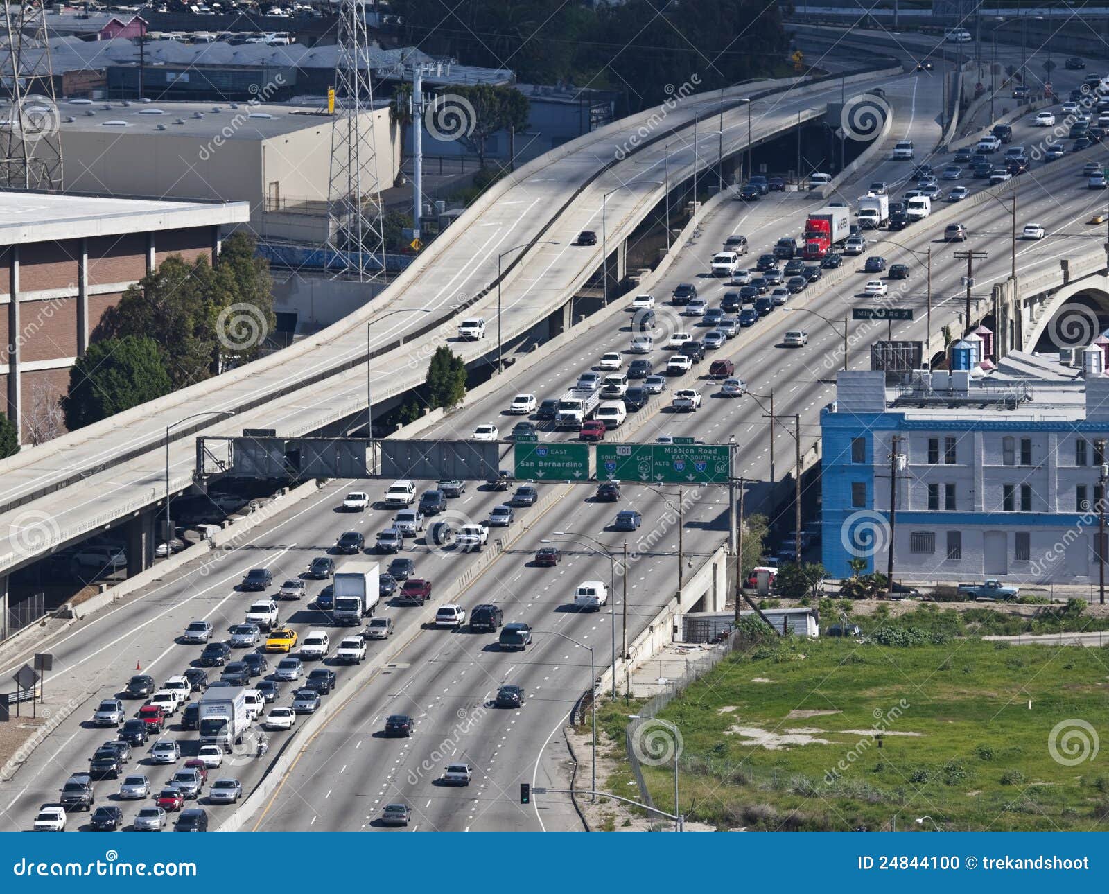 Afternoon LA Traffic Jam 101 Freeway Editorial Image - Image of city ...