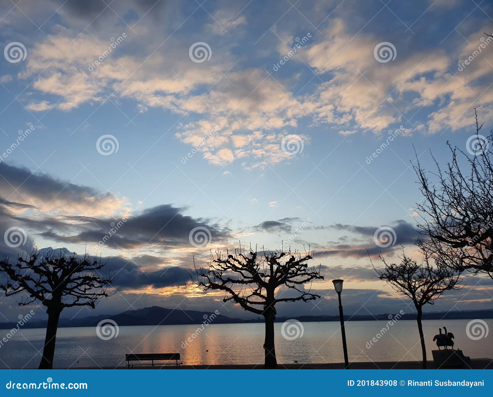 Afternoon by the Lake in Natural Frame Stock Photo - Image of dusk ...