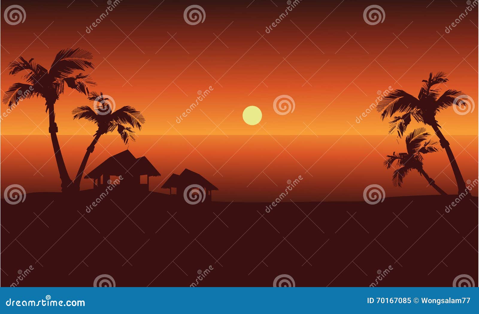 At Afternoon Landscape in Beach Stock Vector - Illustration of vector ...