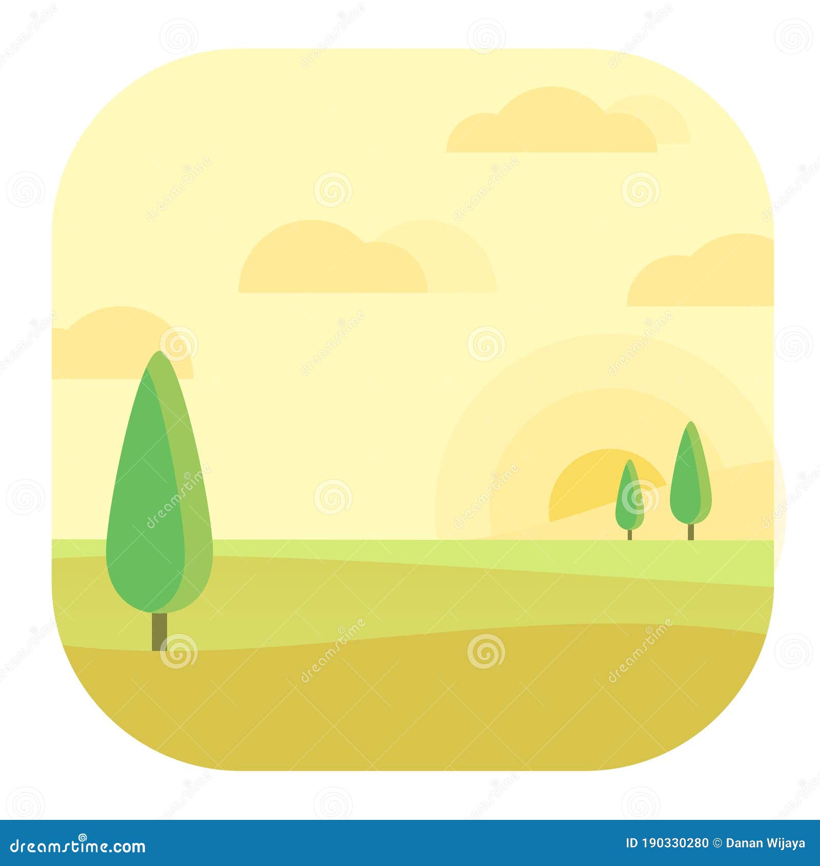 Afternoon Landscape Modern Conceptual Design Illustration Vector Stock ...