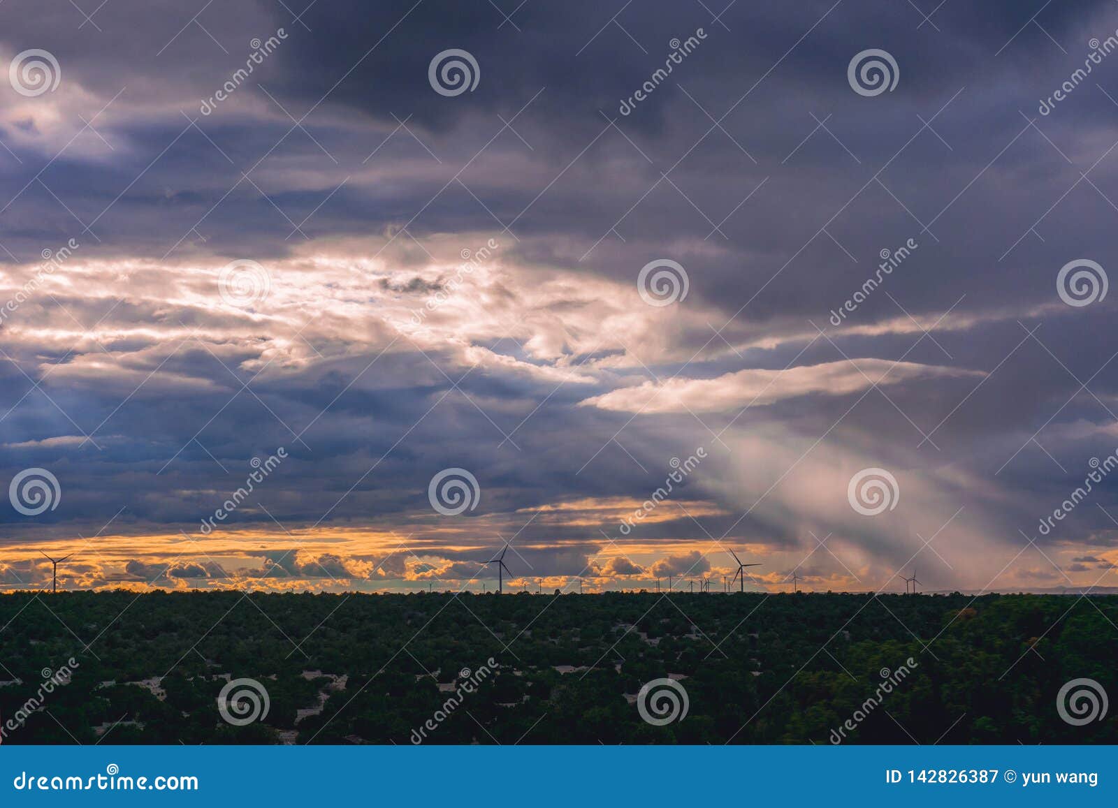 In the Afternoon, a Light Shot through the Clouds into the Vast Fields ...